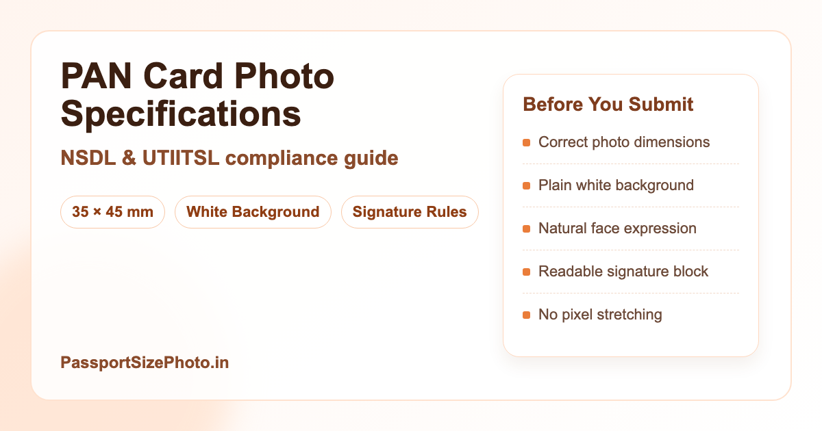 PAN Card Photo Size & Specifications - Complete NSDL UTIITSL Guide 2026